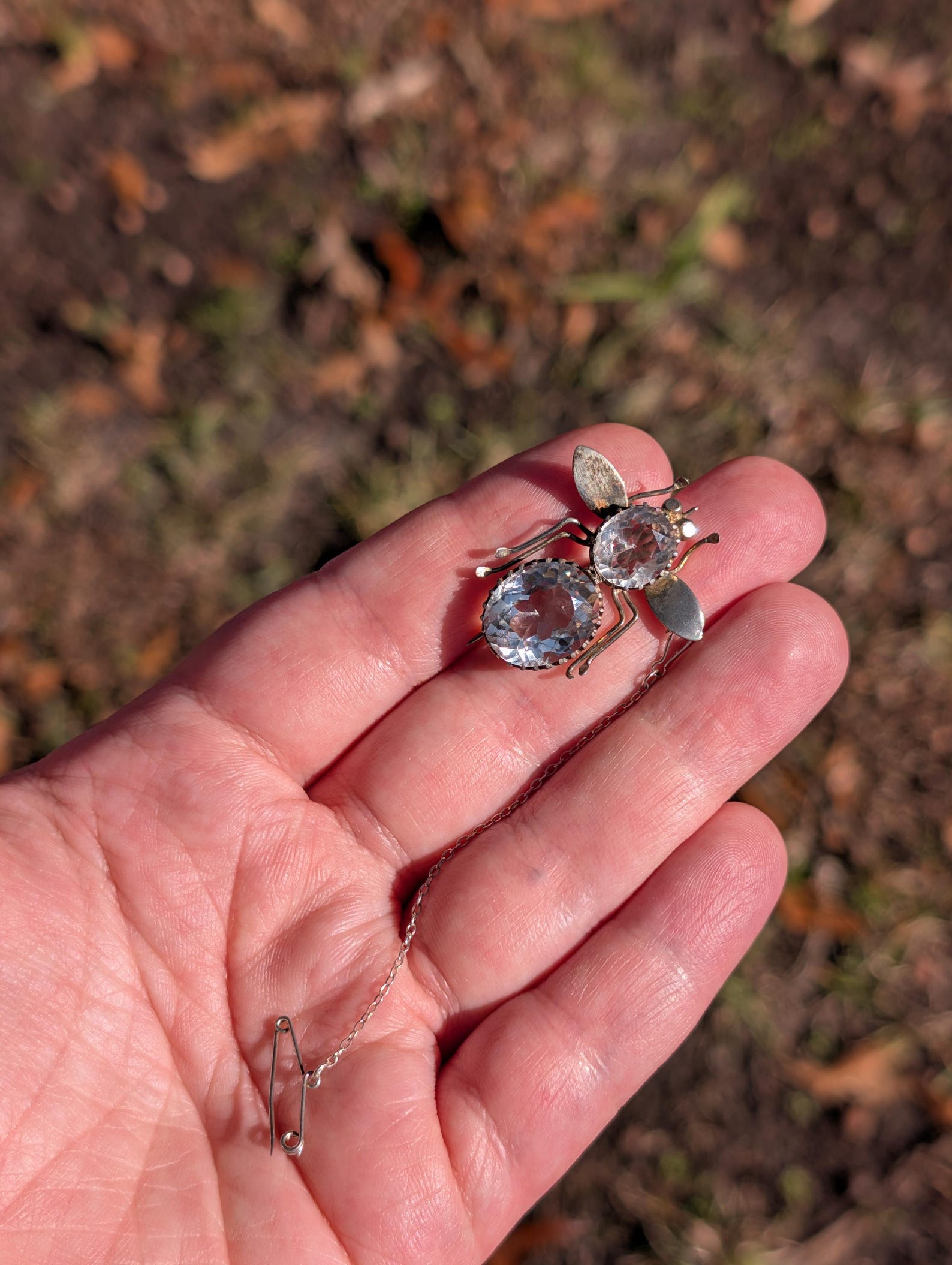 ANTIQUE Solid Silver Rock Crystal Quartz Victorian Bee Insect Bug ...