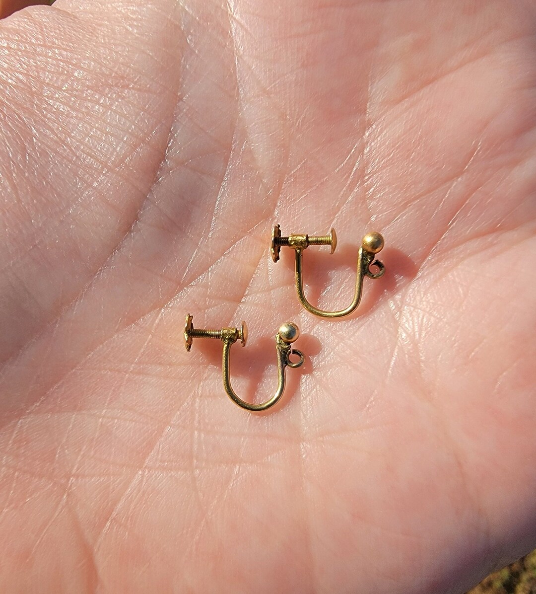 ANTIQUE 9k Solid Gold Victorian Screw Back Unpierced Earrings ...