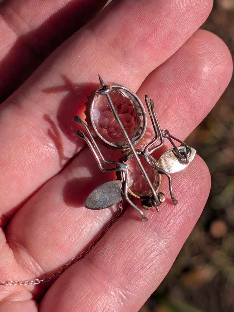 ANTIQUE Solid Silver Rock Crystal Quartz Victorian Bee Insect Bug ...