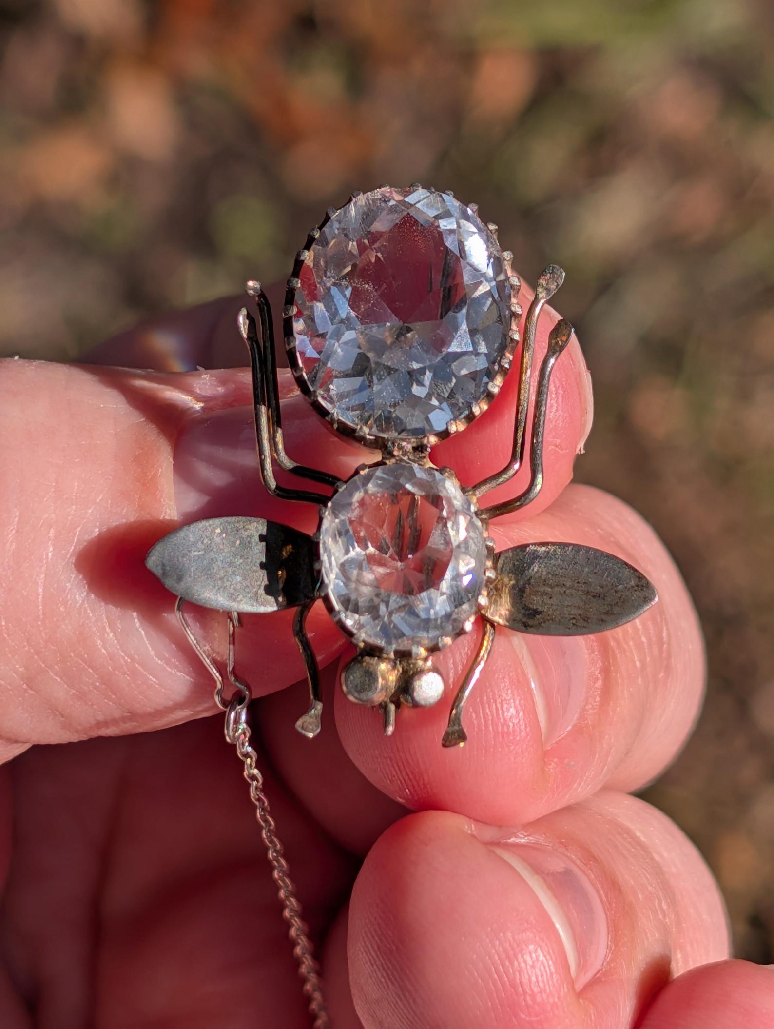 ANTIQUE Solid Silver Rock Crystal Quartz Victorian Bee Insect Bug ...
