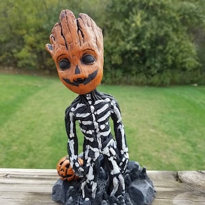 Life Size Baby Groot Sculpture 9.5" Tall JACK-O-LANTERN EDITION With ...
