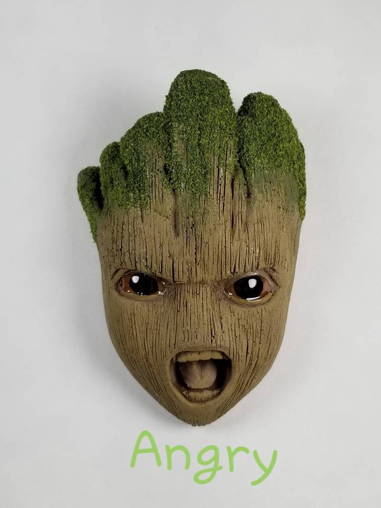Hand Sculpted Baby Groot Face Fridge Magnet. - Etsy