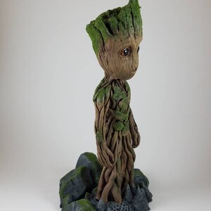Baby Groot Life Size Sculpture Statue 9.5" Tall Base and Groot Combo ...