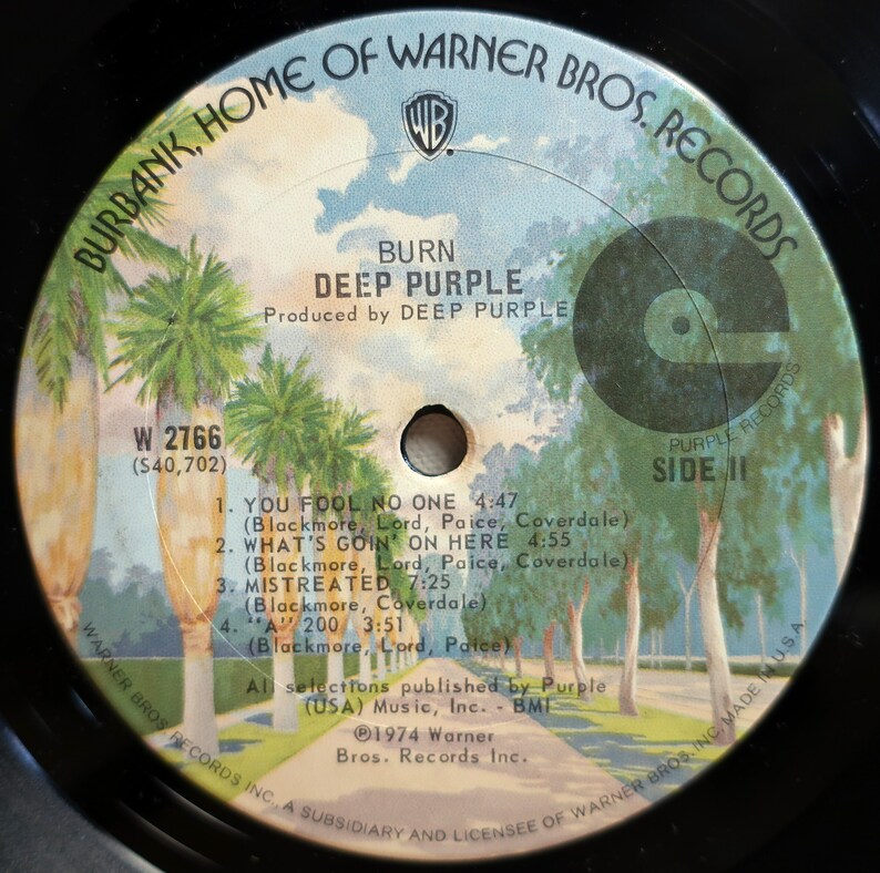 Original '74 DEEP PURPLE Burn Warner Bros Records Vintage - Etsy