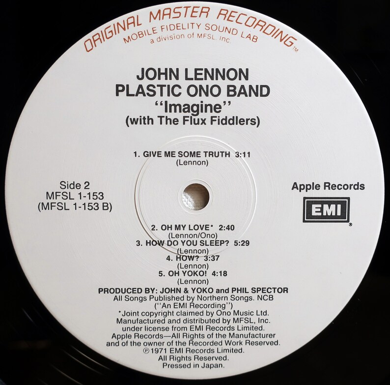 Rare '84 JOHN LENNON Imagine Mobile Fidelity Sound Lab - Etsy