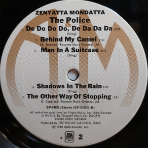 Original 1980 the Police Zenyatta Mondatta A&M Records Vintage US Vinyl ...