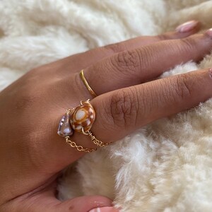 14k Gold Filled Hawaiian Shell Chain Ring, Choose Your Own Shell Ring ...