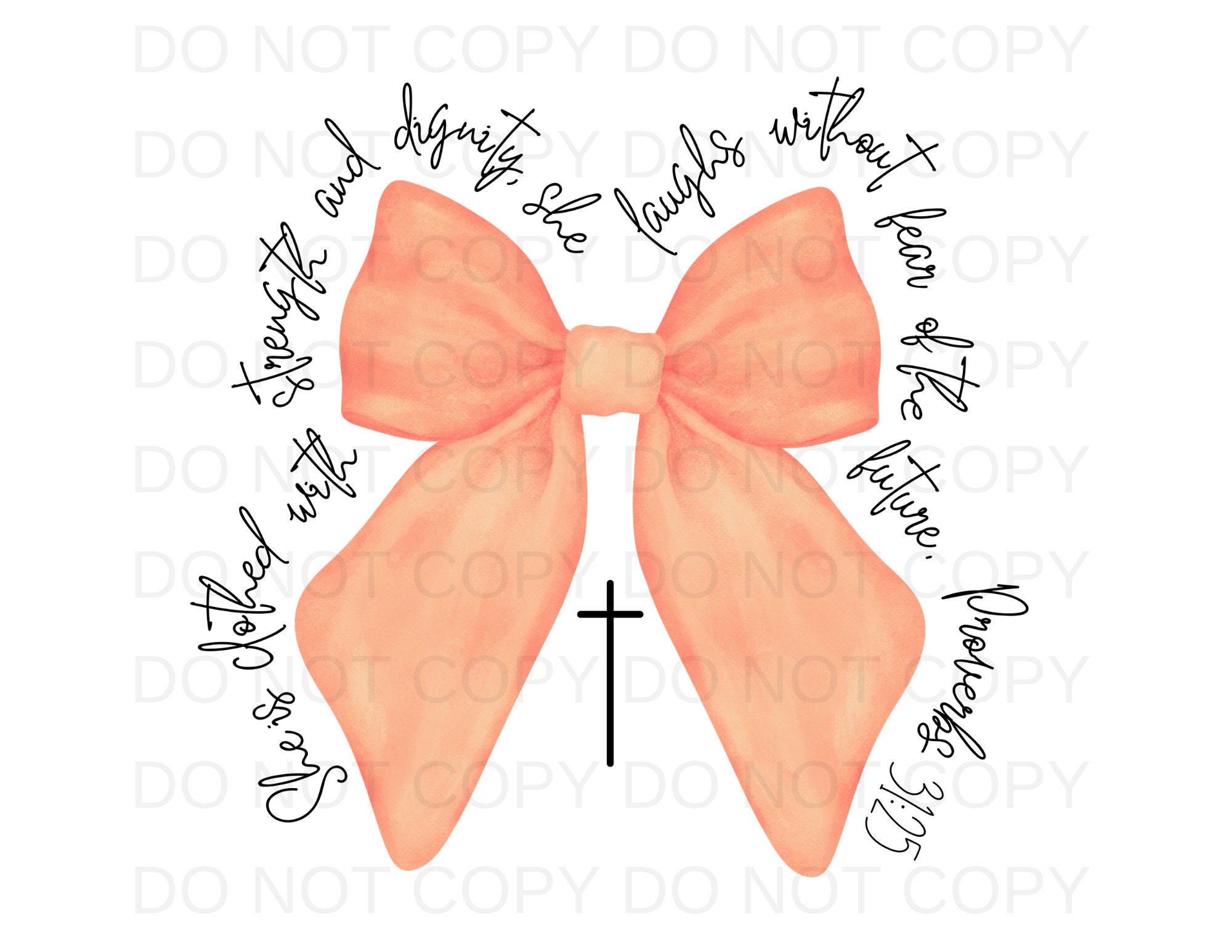 Proverbs She is Clothed With Strength Coquette Bow Orange PNG Preppy ...
