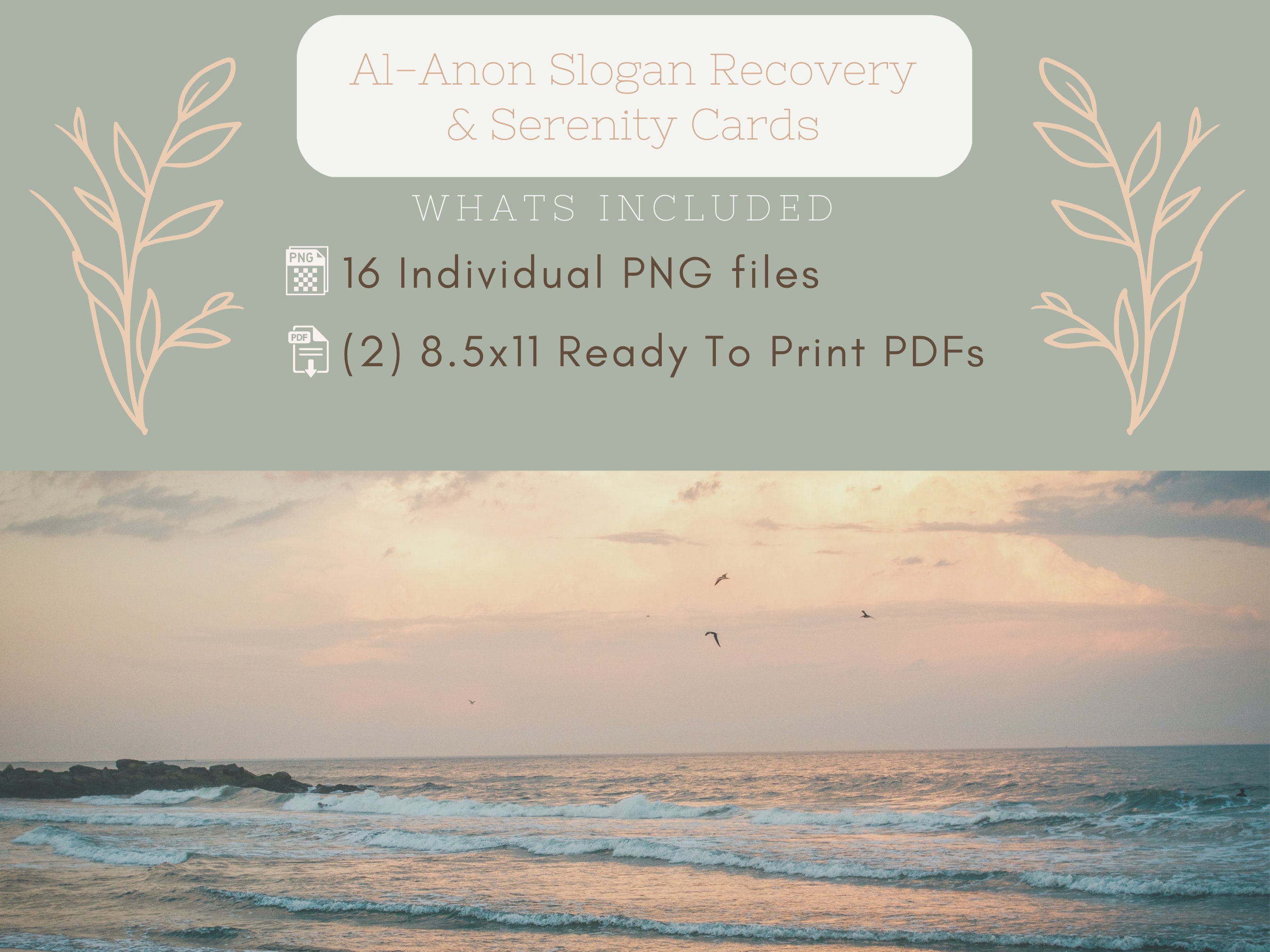 Al-anon AA Slogans Recovery Cards | Daily Inspirational Cards | Floral ...