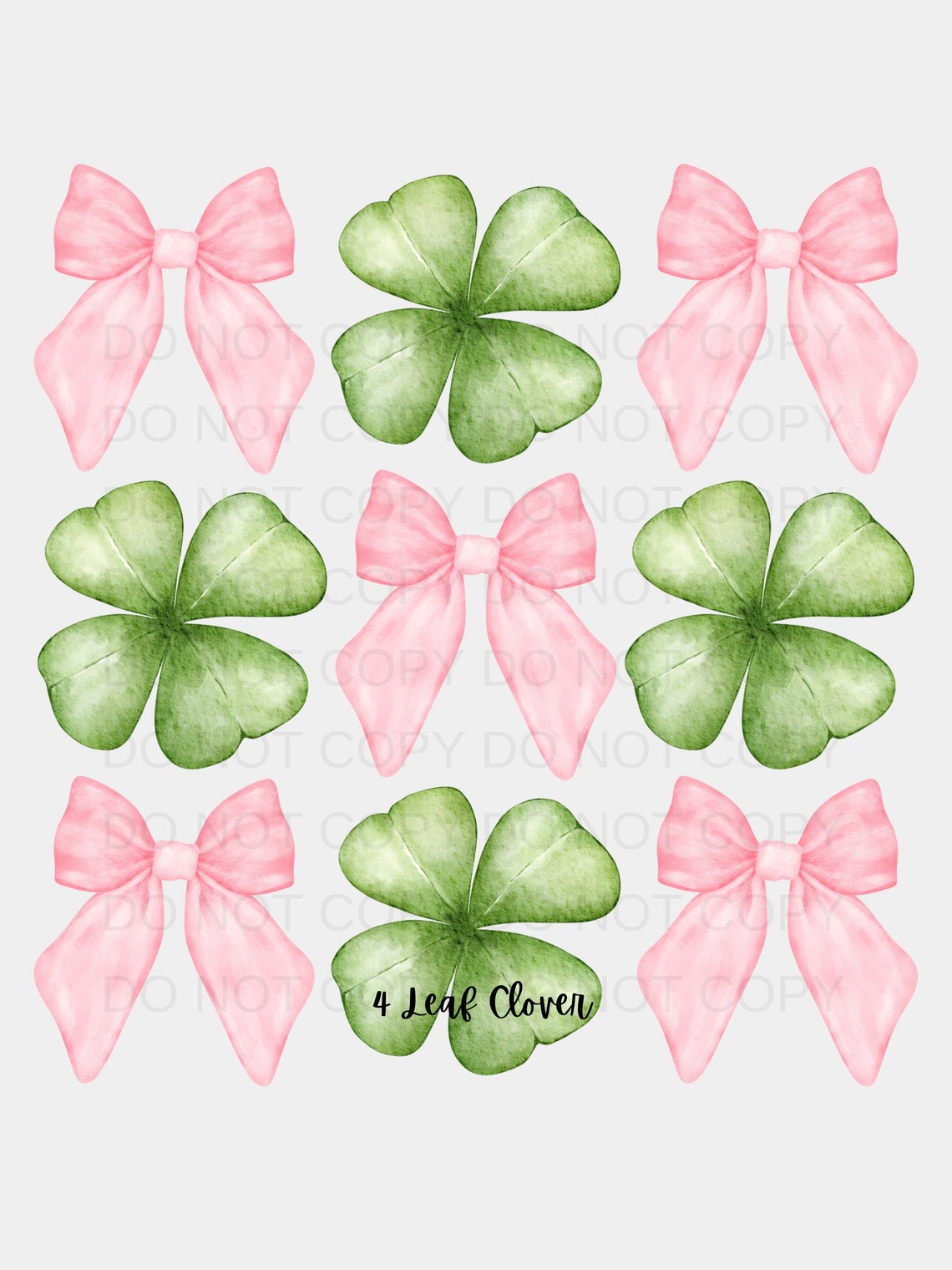 Coquette Bow 4 Leaf Clover Lucky PNG Preppy Design - Sublimation Design ...
