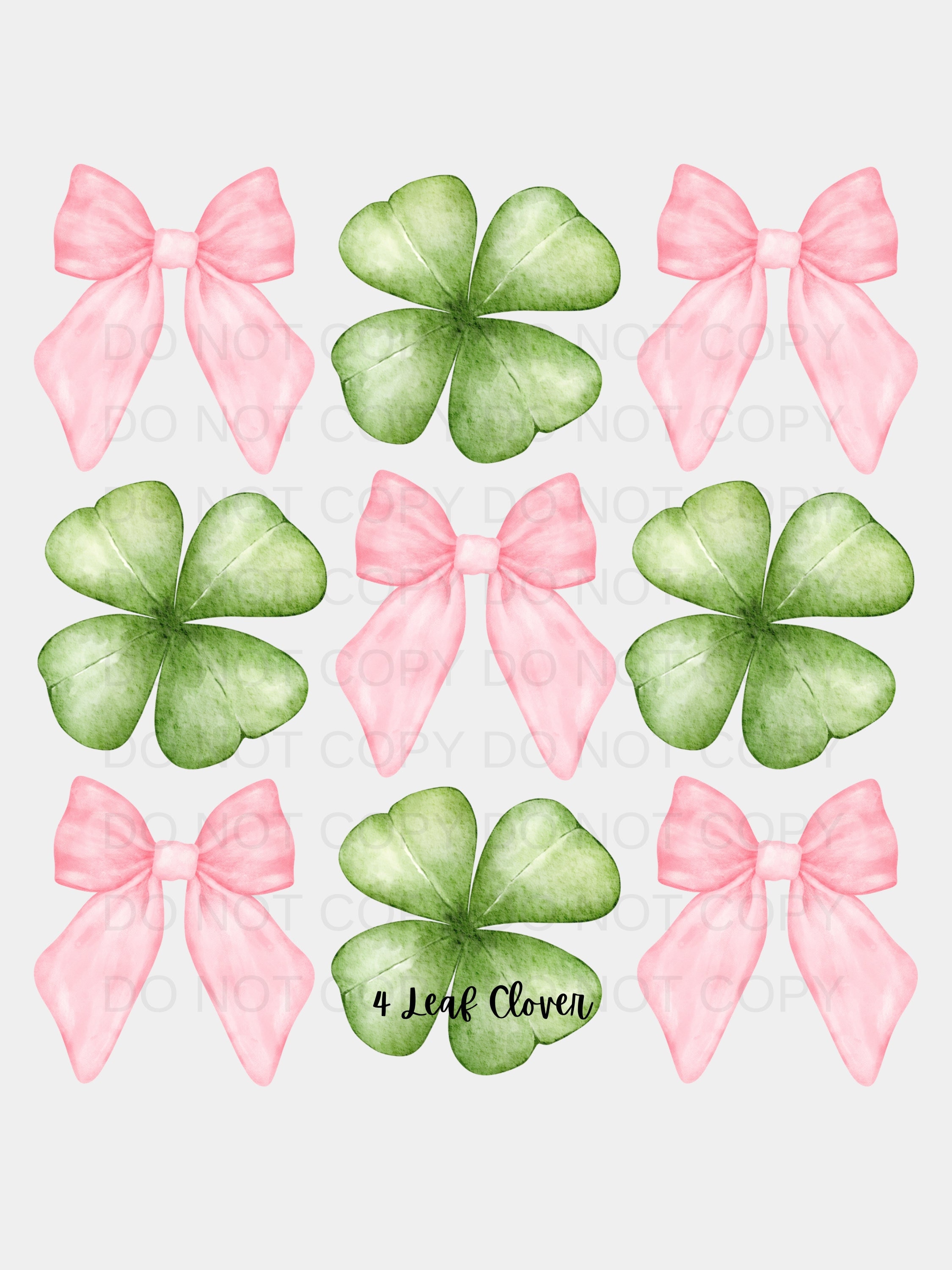 Coquette Bow 4 Leaf Clover Lucky PNG Preppy Design - Sublimation Design ...