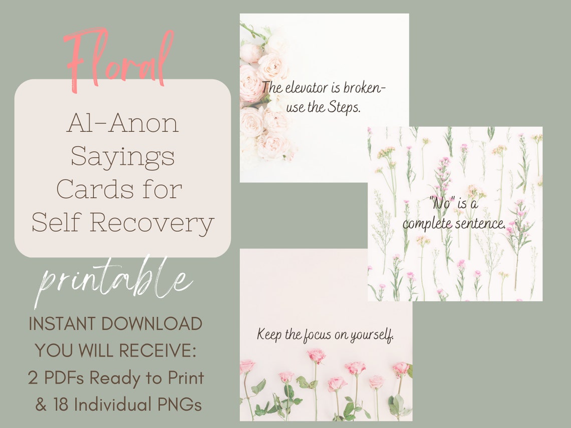 Al-anon AA Sayings Recovery Cards | Sobriety Inspirational Cards ...
