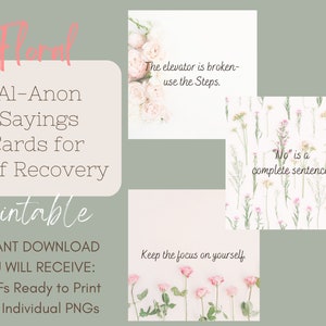 Al-anon AA Sayings Recovery Cards | Sobriety Inspirational Cards ...