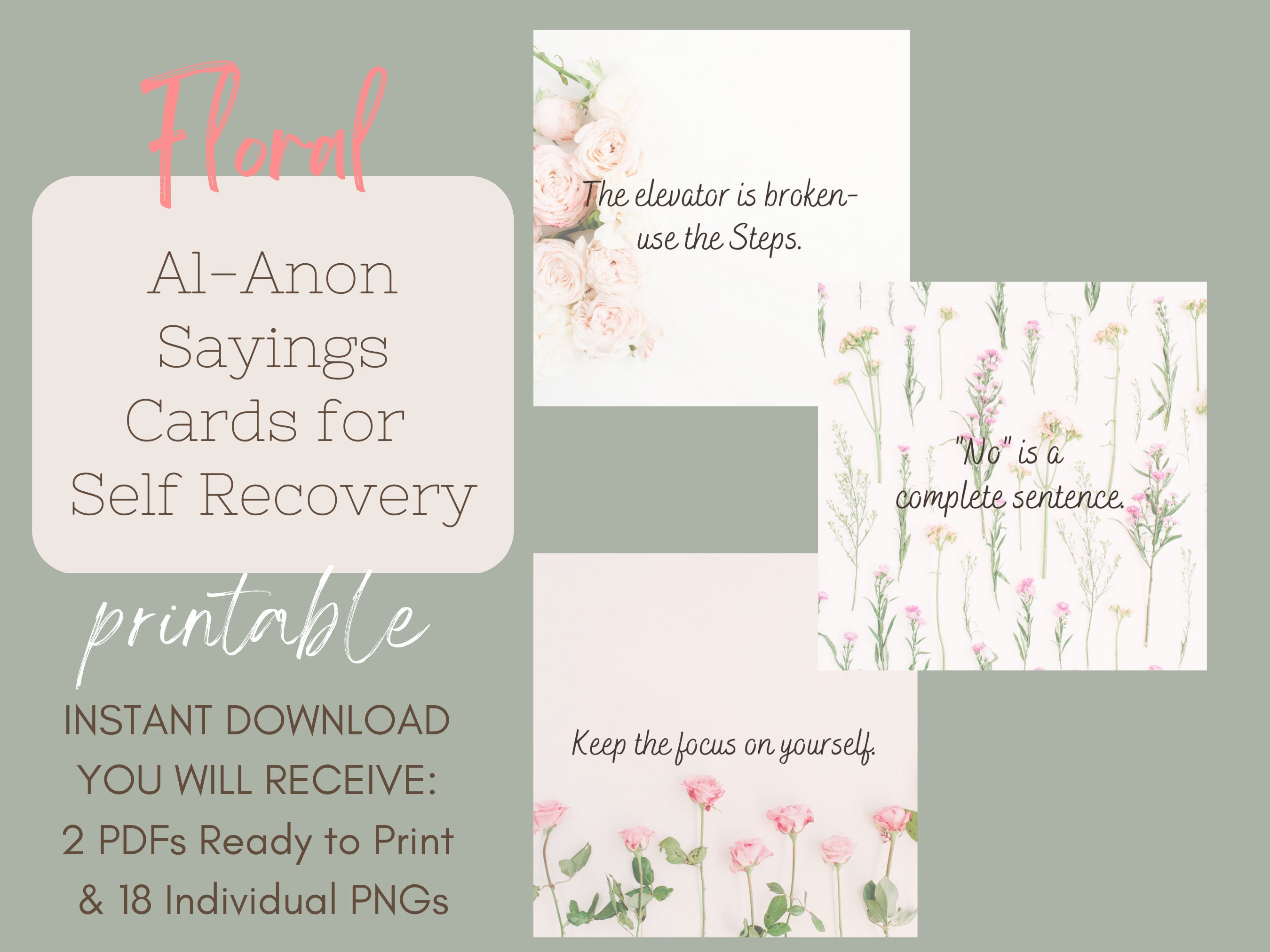 Al-anon AA Sayings Recovery Cards | Sobriety Inspirational Cards ...