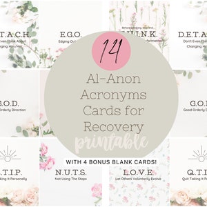Al-anon AA Acronyms Recovery Cards | Sobriety Inspirational Cards ...