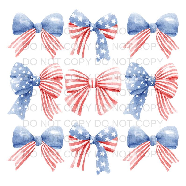 Patriotic Coquette Bows Independence Day 4th of July PNG Preppy Design ...