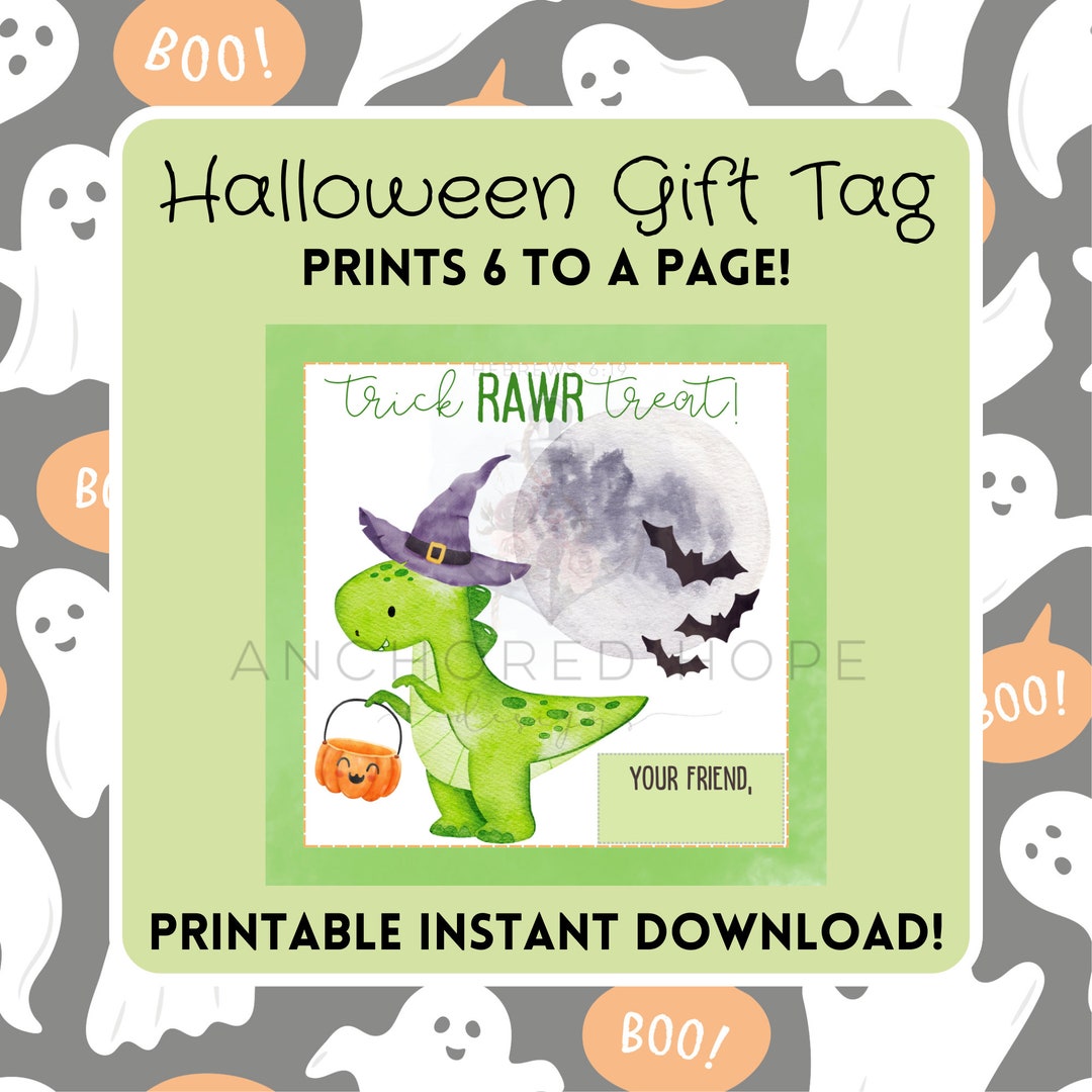 Halloween Gift Tag Printable Square PDF Favor Tags Treat Tags Spooky ...