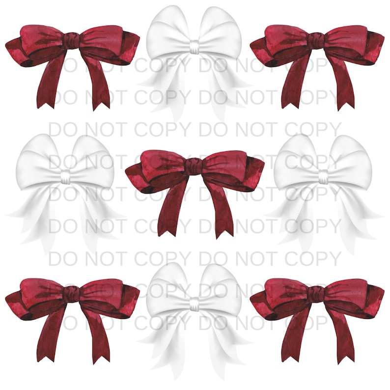 Coquette Maroon Red and White Team Color Bows PNG Preppy Design ...