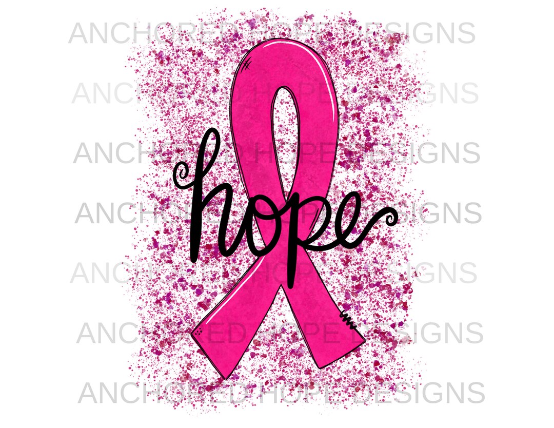 Pink Ribbon Hope Speckles Doodle Breast Cancer Awareness PNG - Etsy