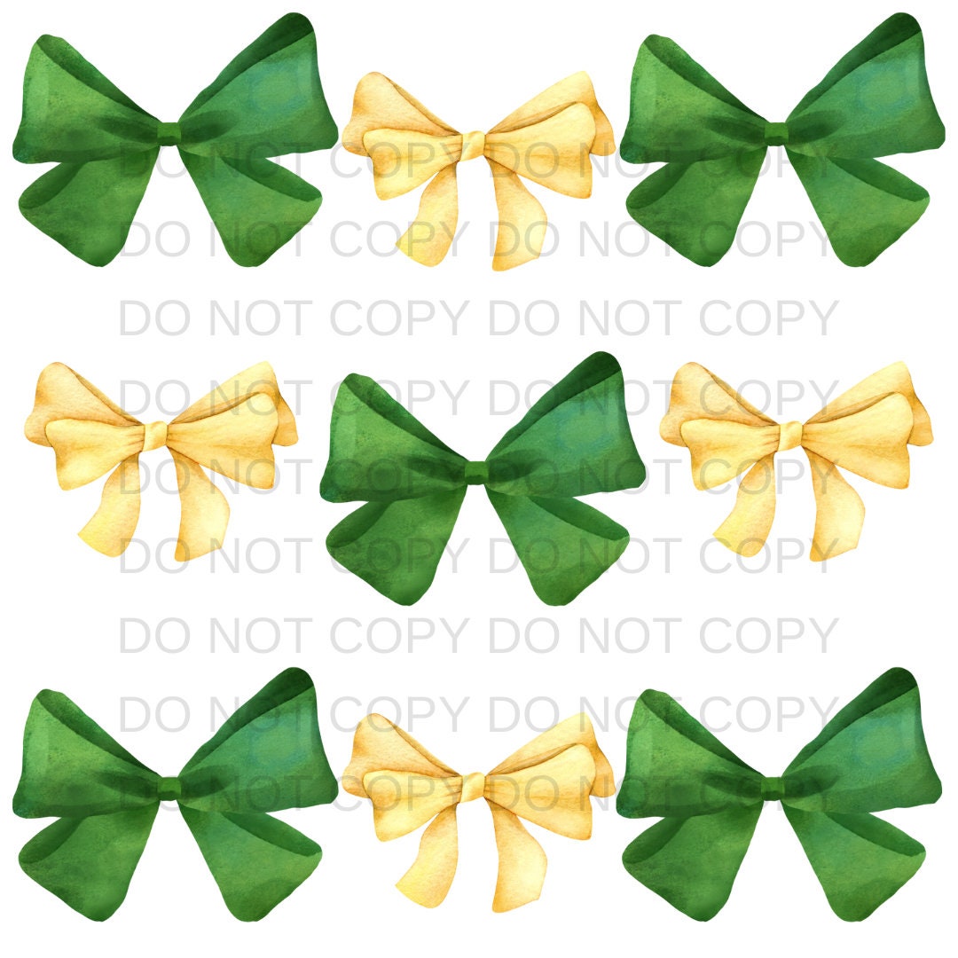 Coquette Green and Yellow Gold Team Color Bows PNG Preppy Design ...