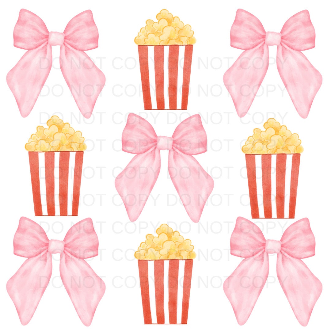 Coquette Bow Girl Popcorn Summer Snacks PNG Preppy Design - Sublimation ...