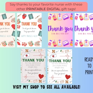 Nurses Week Printable Gift Tag | Thank You for All You Do | Nurse ...