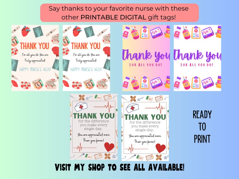 Nurses Week Printable Gift Tag | Thank You for All You Do | Nurse ...