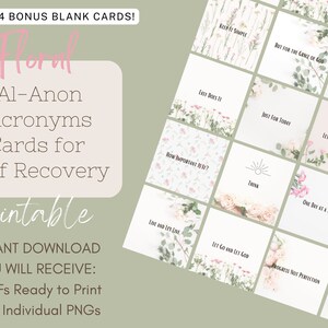 Al-anon AA Acronyms Recovery Cards | Sobriety Inspirational Cards ...