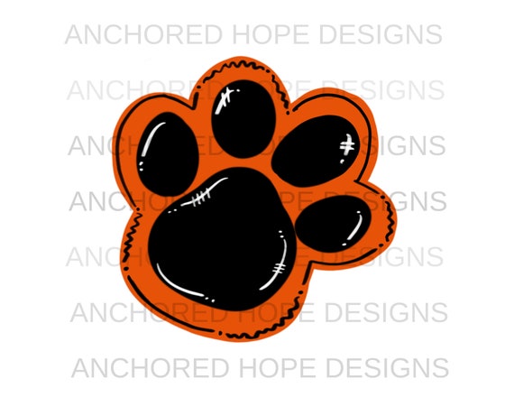 Orange & Black Paw Print Hand Drawn PNG Sublimation Design | Etsy