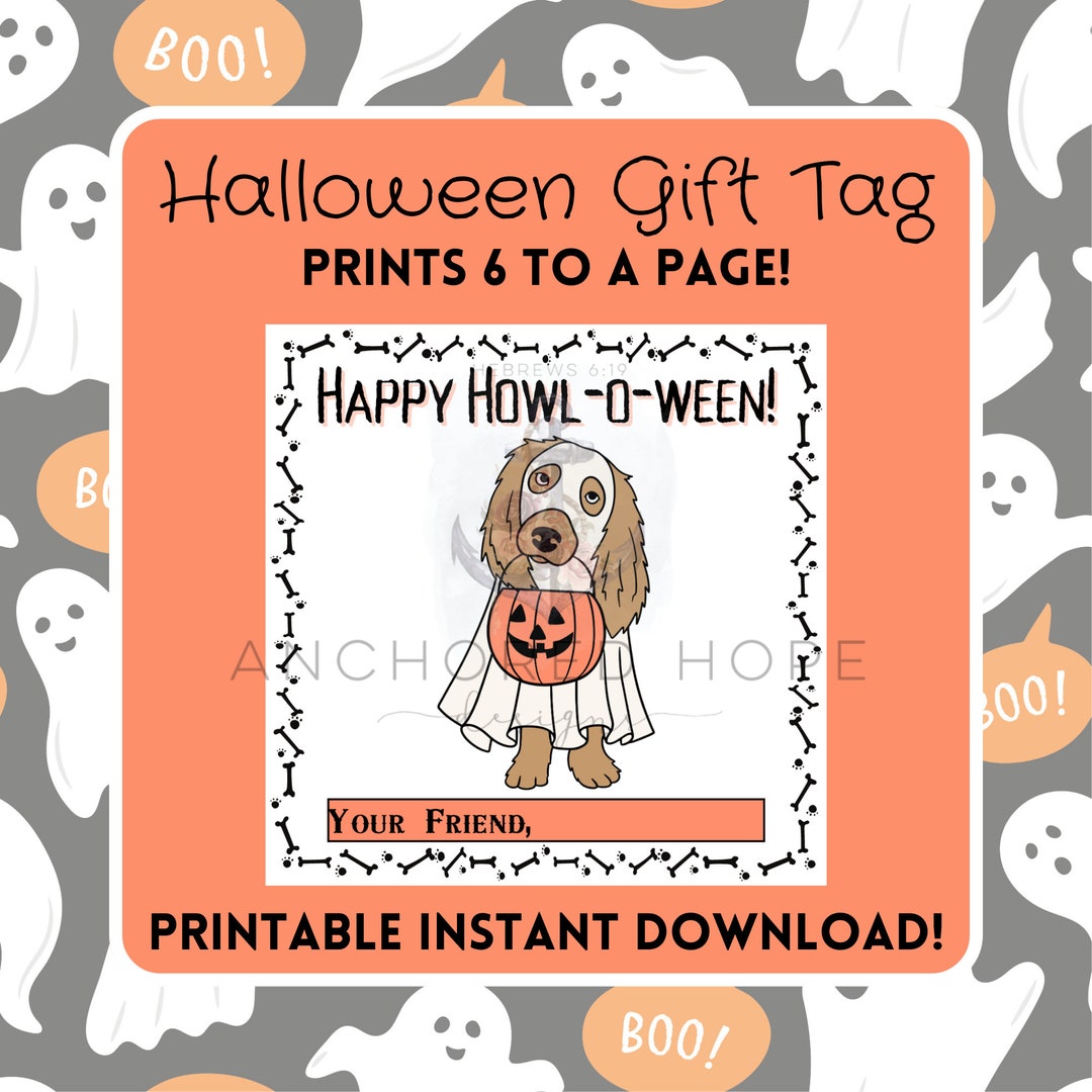 Halloween Gift Tag Printable Square PDF Favor Tags Treat Tags Spooky ...