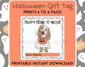 Halloween Gift Tag Printable Square PDF Favor Tags Treat Tags Spooky ...