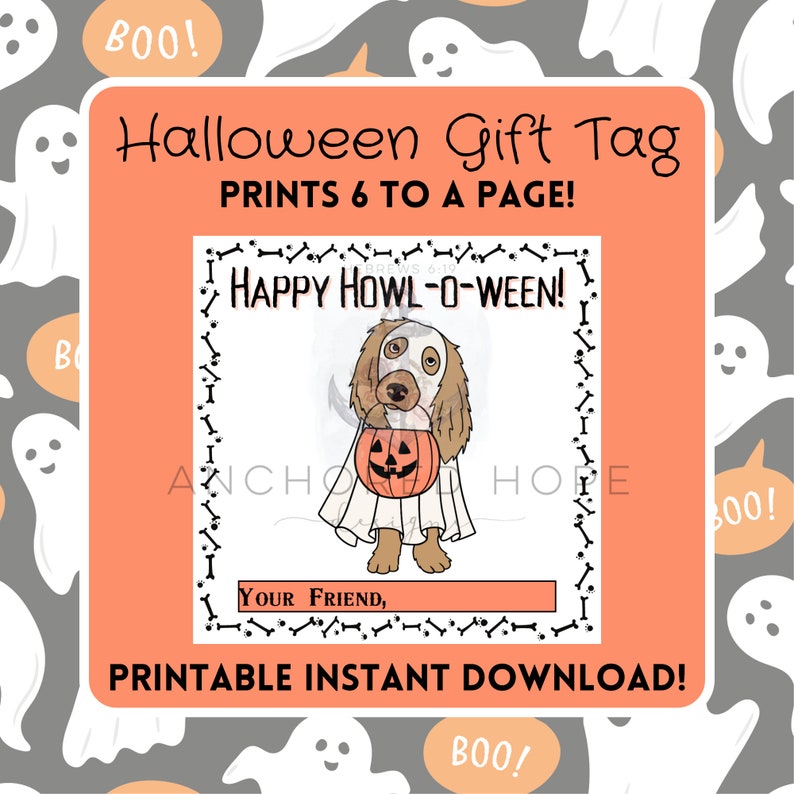 Halloween Gift Tag Printable Square PDF Favor Tags Treat Tags Spooky ...