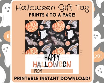 Halloween Gift Tag Printable Square PDF Favor Tags Treat Tags Spooky ...