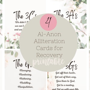 Al-anon AA Alliterations Recovery Cards | Sobriety Inspirational Cards ...