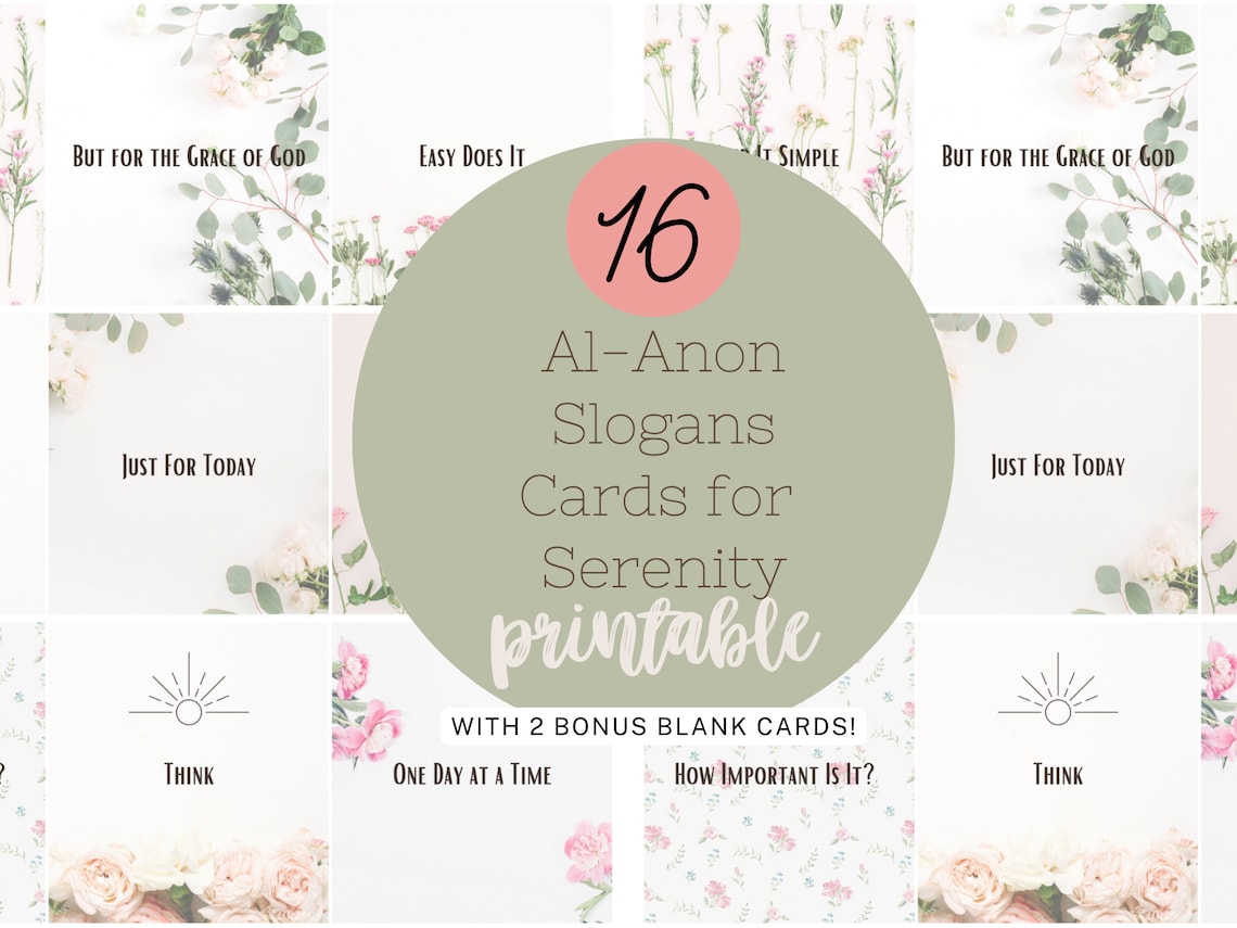 Al-anon AA Slogans Recovery Cards Daily Inspirational Cards Floral ...