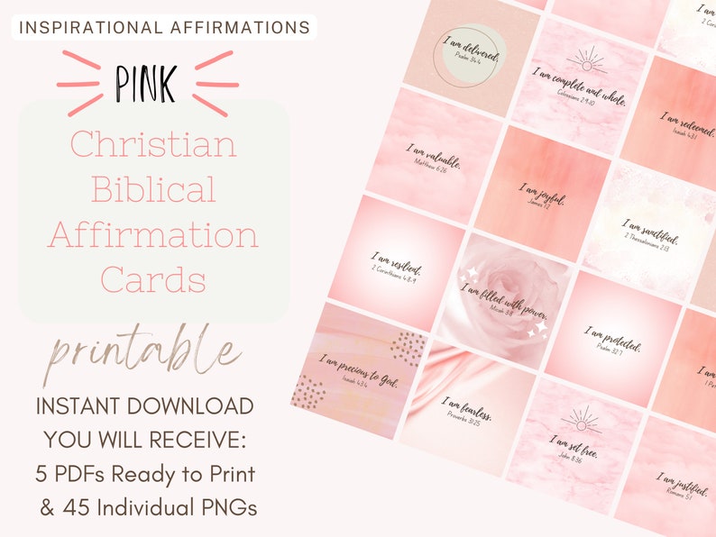 Christian Affirmation Cards | Daily Affirmation Cards | Pink Kindness ...