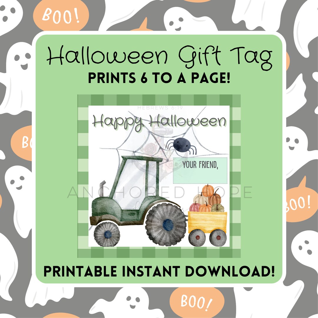 Halloween Gift Tag Printable Square PDF Favor Tags Treat Tags Spooky ...