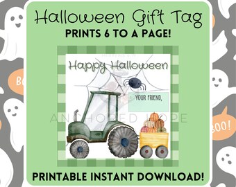 Halloween Gift Tag Printable Square PDF Favor Tags Treat Tags Spooky ...