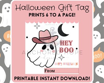 Halloween Gift Tag Printable Square PDF Favor Tags Treat Tags Spooky ...