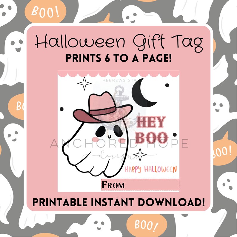 Halloween Gift Tag Printable Square PDF Favor Tags Treat Tags Spooky ...
