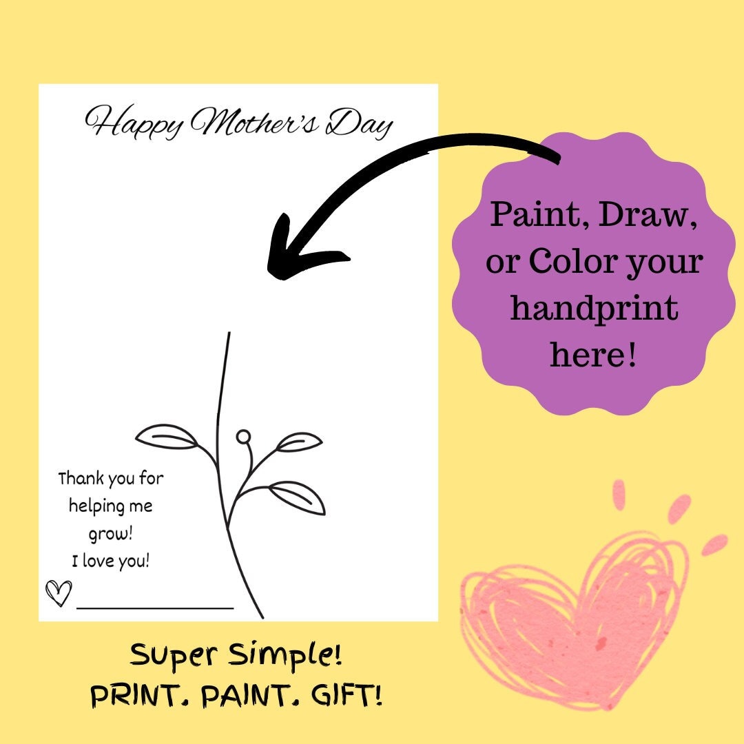 Mother's Day Handprint Craft Wall Art, Printable for Mom Keepsake ...