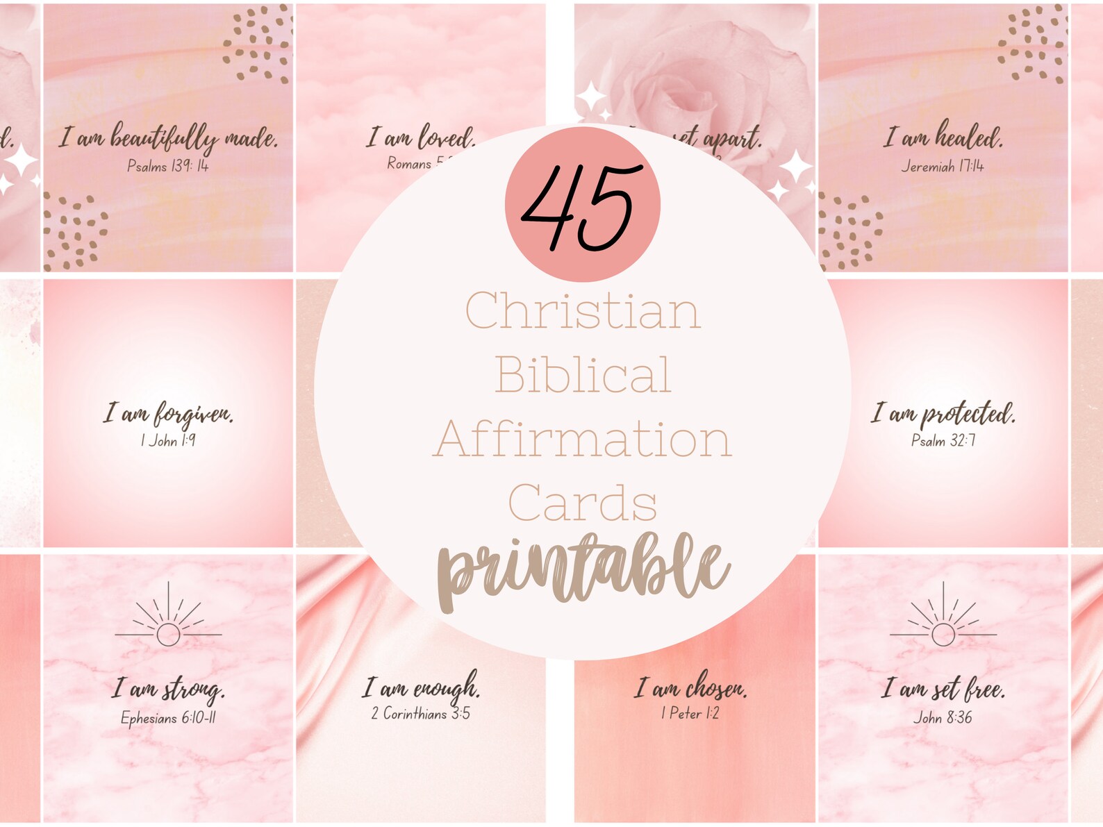 Christian Affirmation Cards | Daily Affirmation Cards | Pink Kindness ...