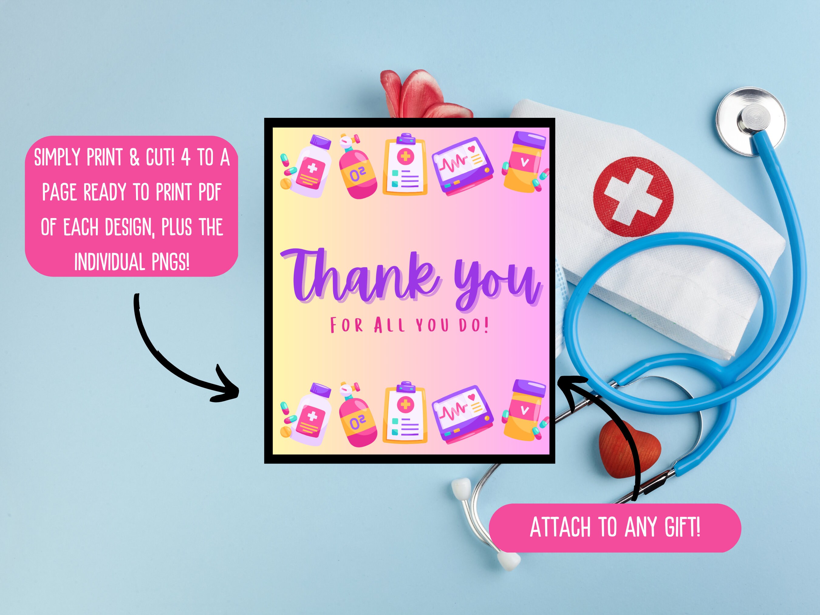 Nurses Week Printable Gift Tag Thank You for All You Do Tag Nurse ...