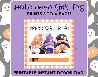 Halloween Gift Tag Printable Square PDF Favor Tags Treat Tags Spooky ...