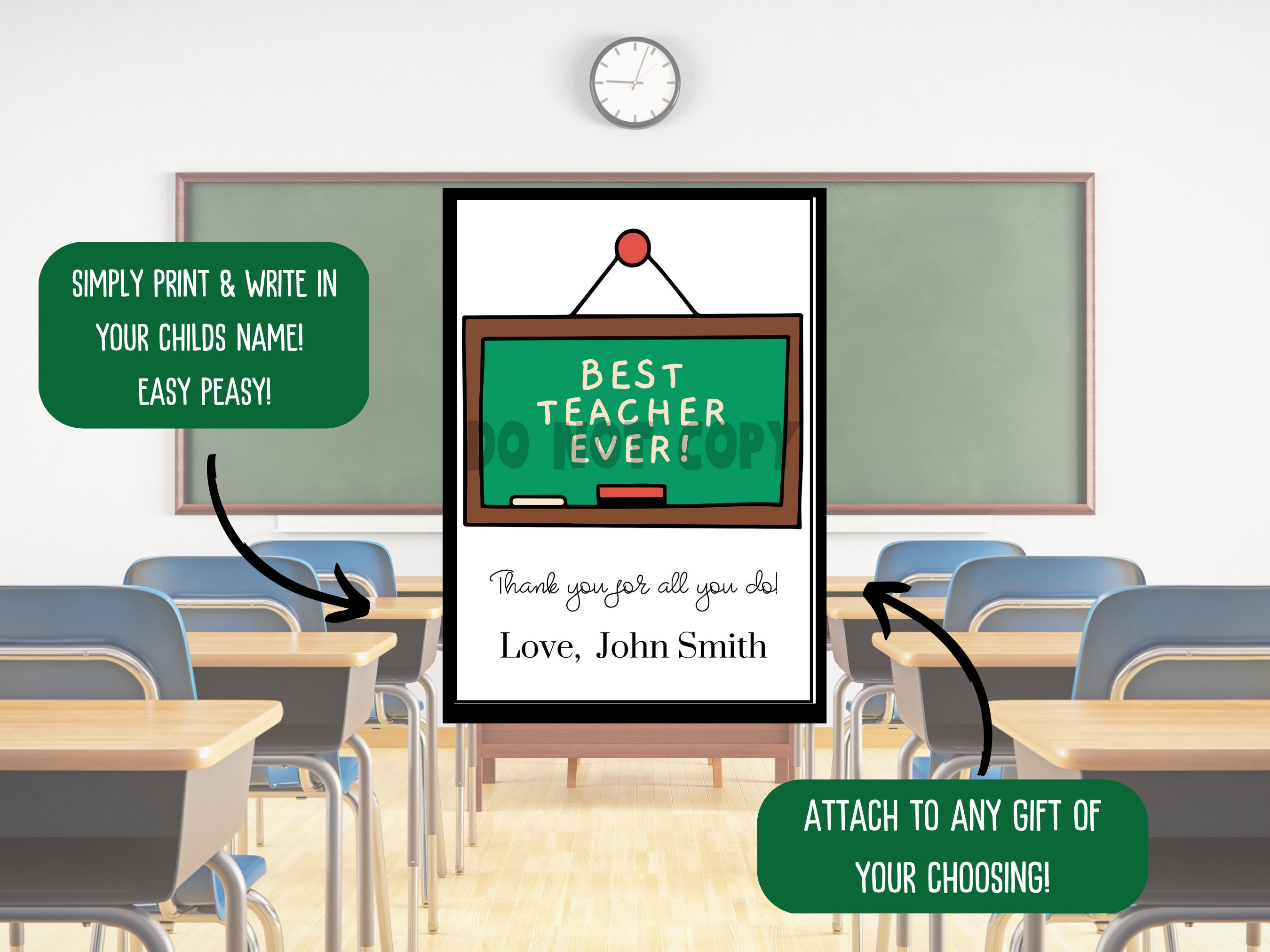 INSTANT DOWNLOAD Best Teacher Ever Gift Tag, Teacher Appreciation Gift ...