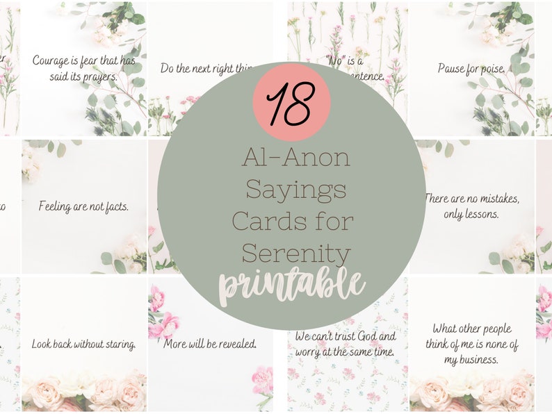 Al-anon AA Sayings Recovery Cards | Sobriety Inspirational Cards ...