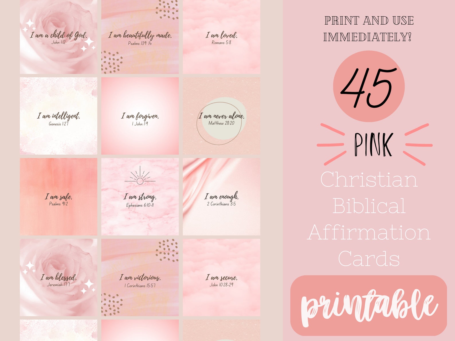 Christian Affirmation Cards | Daily Affirmation Cards | Pink Kindness ...