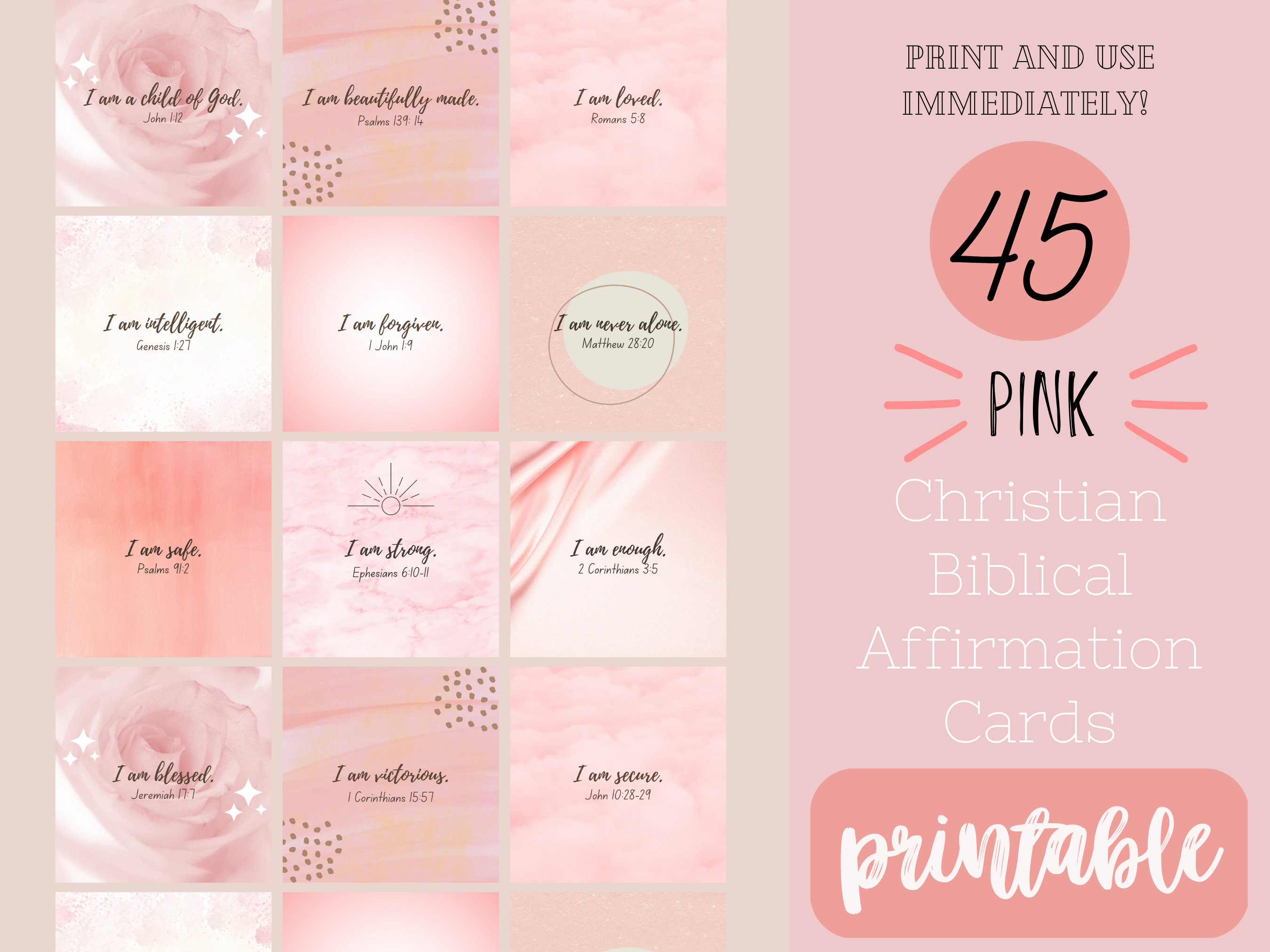 Christian Affirmation Cards Daily Affirmation Cards Pink Kindness ...