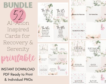 Al-anon AA Slogans Recovery Cards Daily Inspirational Cards Floral ...
