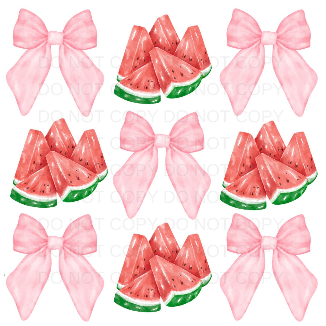 Coquette Bow Girl Watermelon Summer Snacks PNG Preppy Design ...